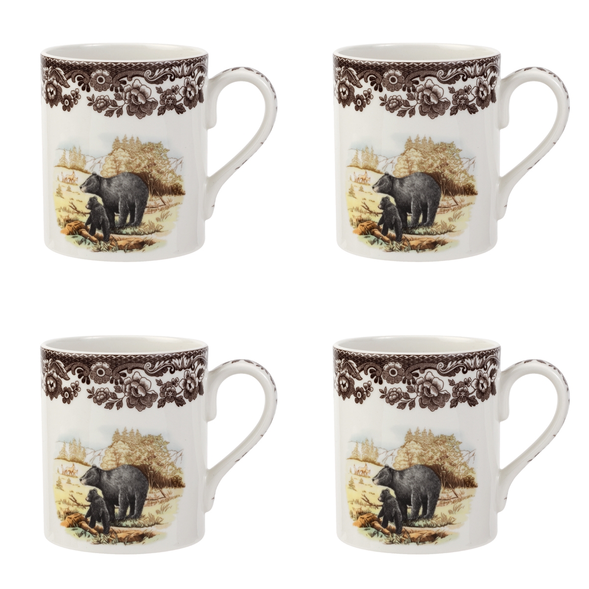 Click here for Spode Woodland Black Bear Mugs  Set of 4 - Brown prices