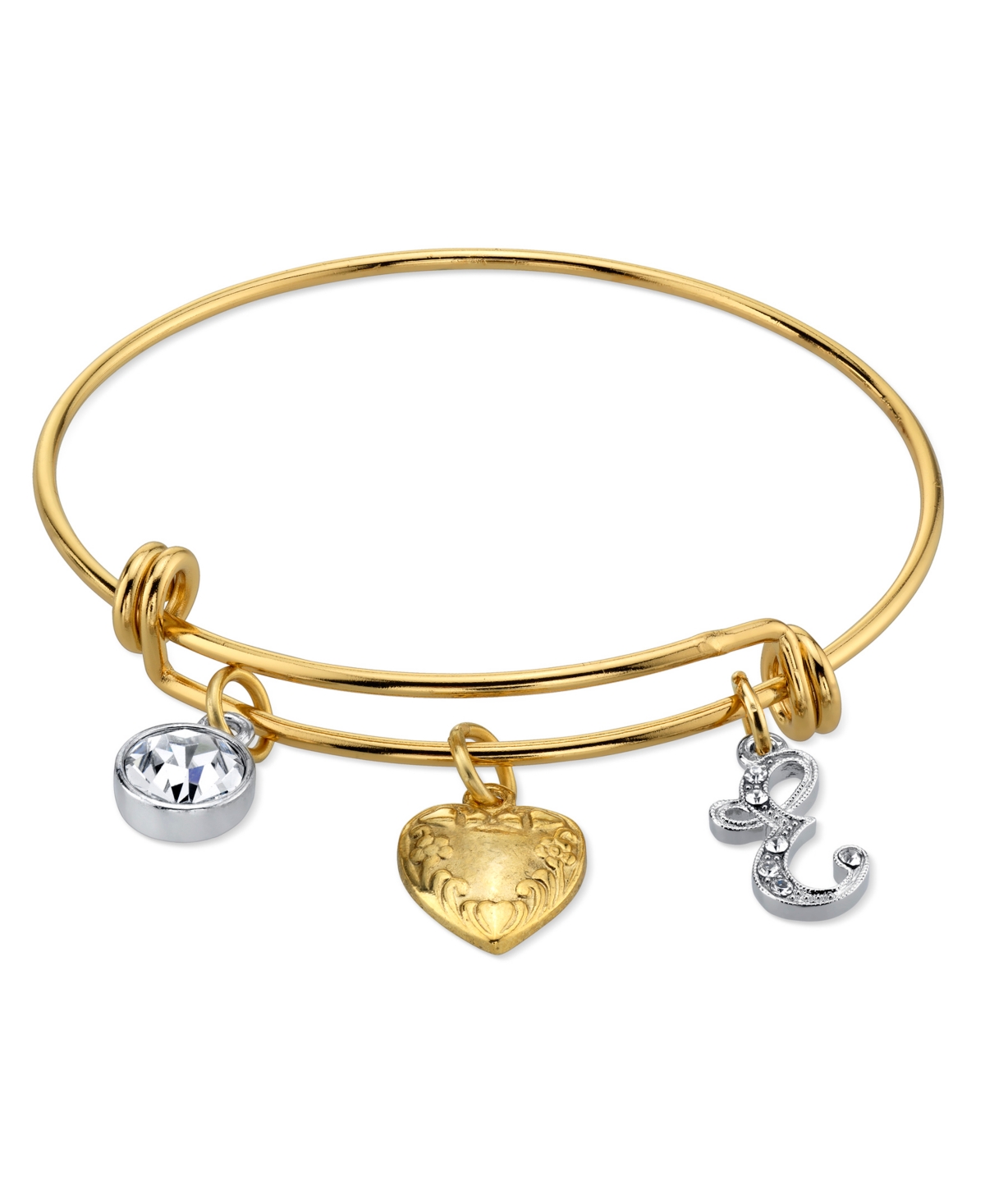 Click here for 2028 14K Gold-Dipped Heart and Initial Crystal Cha... prices