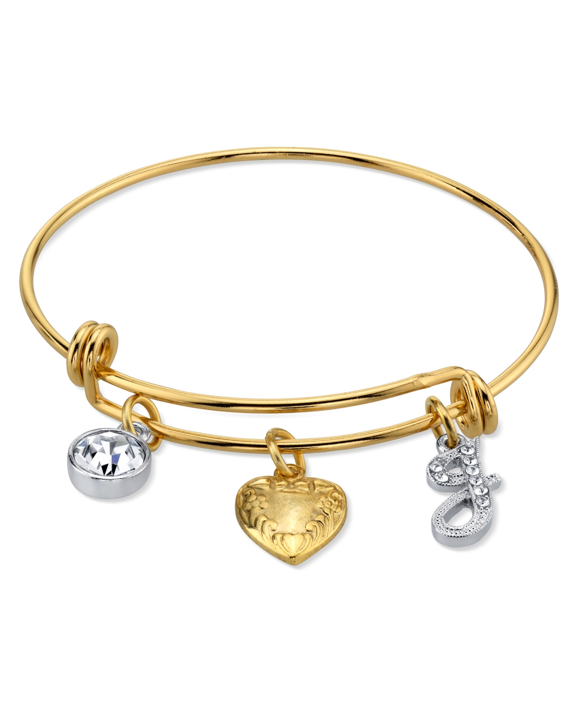 Click here for 2028 14K Gold-Dipped Heart and Initial Crystal Cha... prices
