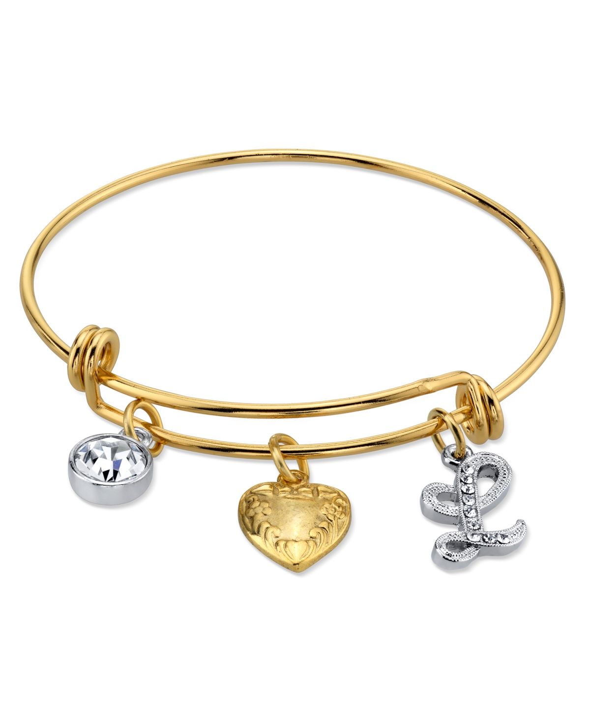 Click here for 2028 14K Gold-Dipped Heart and Initial Crystal Cha... prices