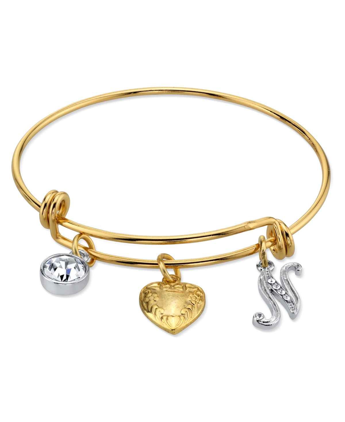 Click here for 2028 14K Gold-Dipped Heart and Initial Crystal Cha... prices