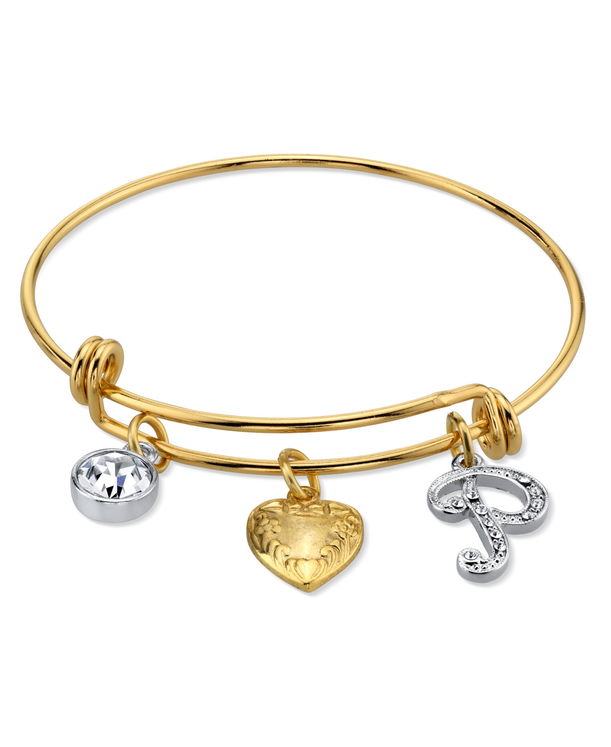 Click here for 2028 14K Gold-Dipped Heart and Initial Crystal Cha... prices