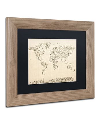 Trademark Global Michael Tompsett 'Music Note World Map' Matted Framed ...