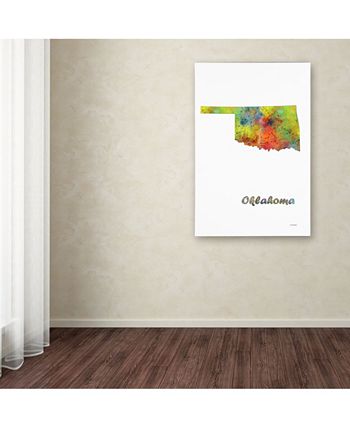 Trademark Global Marlene Watson 'Oklahoma State Map-1' Canvas Art - 12 ...
