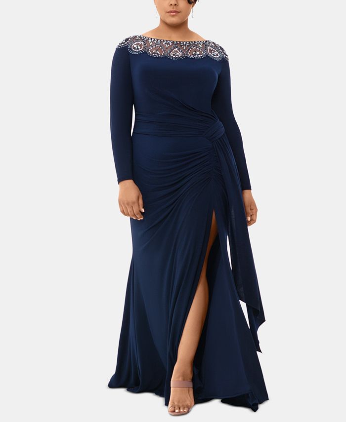 Xscape Plus Size Embellished Neck Gown Macys