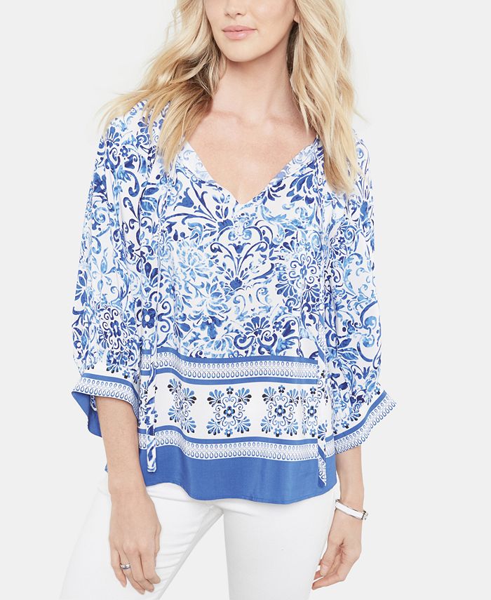 Karen Kane Border-Print Peasant Top - Macy's