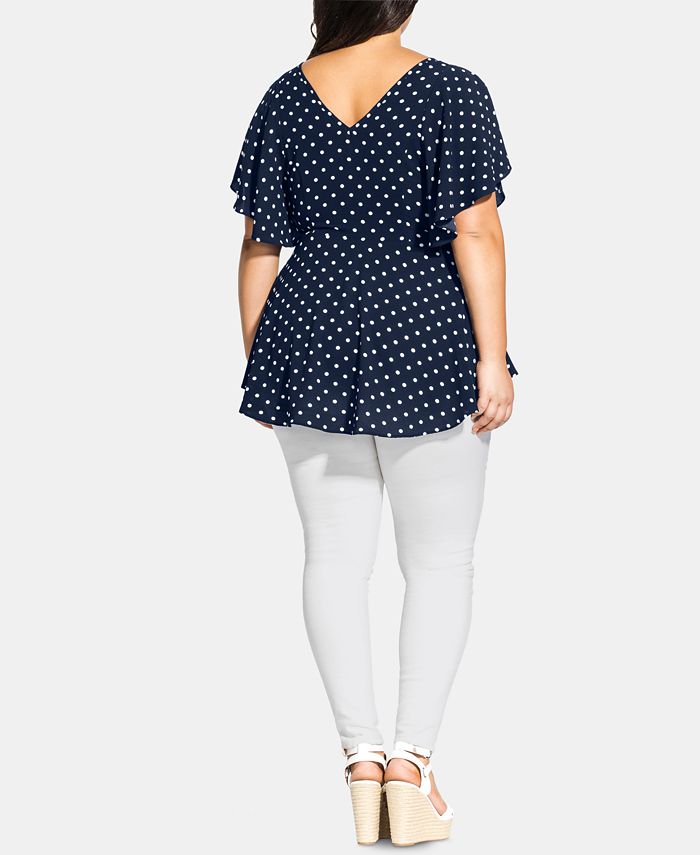 City Chic Trendy Plus Size Dot-Print High-Low Top - Macy's