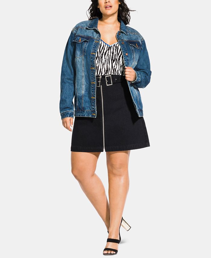 City Chic Trendy Plus Size Vintage-Inspired Boyfriend Jean Jacket - Macy's