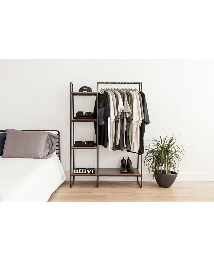 IRIS USA Metal Garment Rack With Wood Shelves - Macy's
