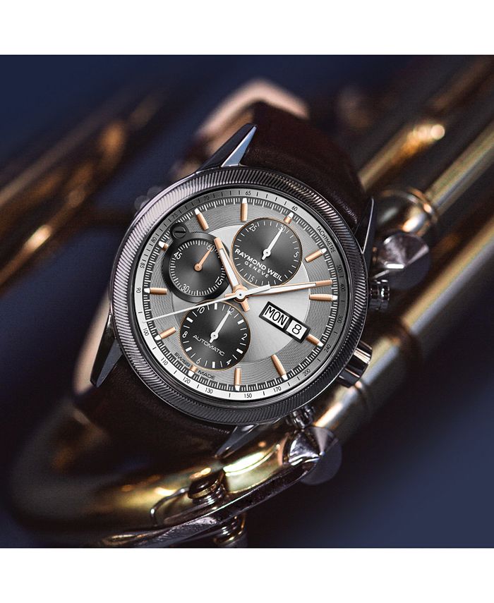 Raymond Weil Men's Swiss Automatic Chronograph Freelancer Brown Leather ...