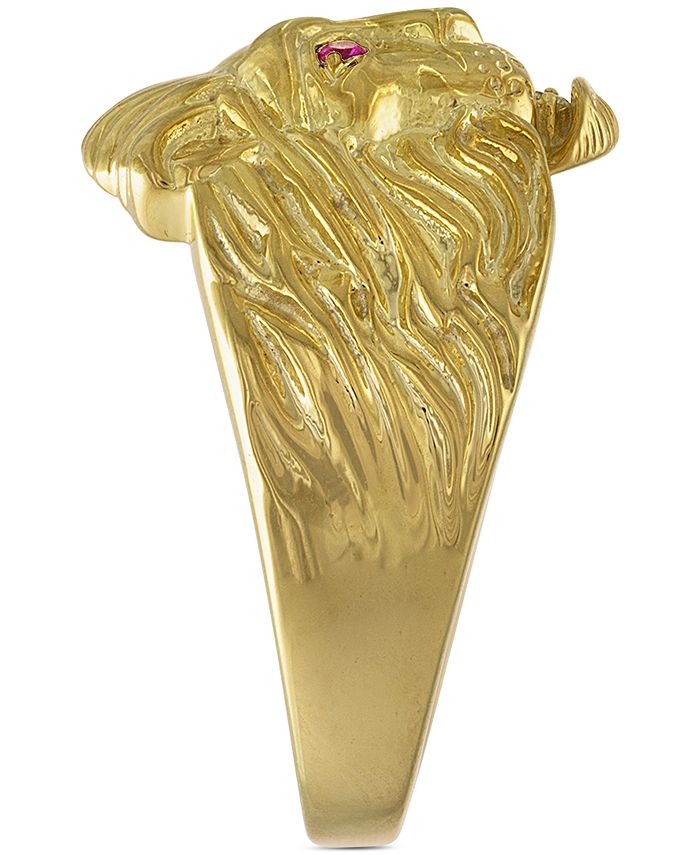 Macy's Ruby Accent & Diamond Accent Lion Ring in 14k Gold-Plated ...
