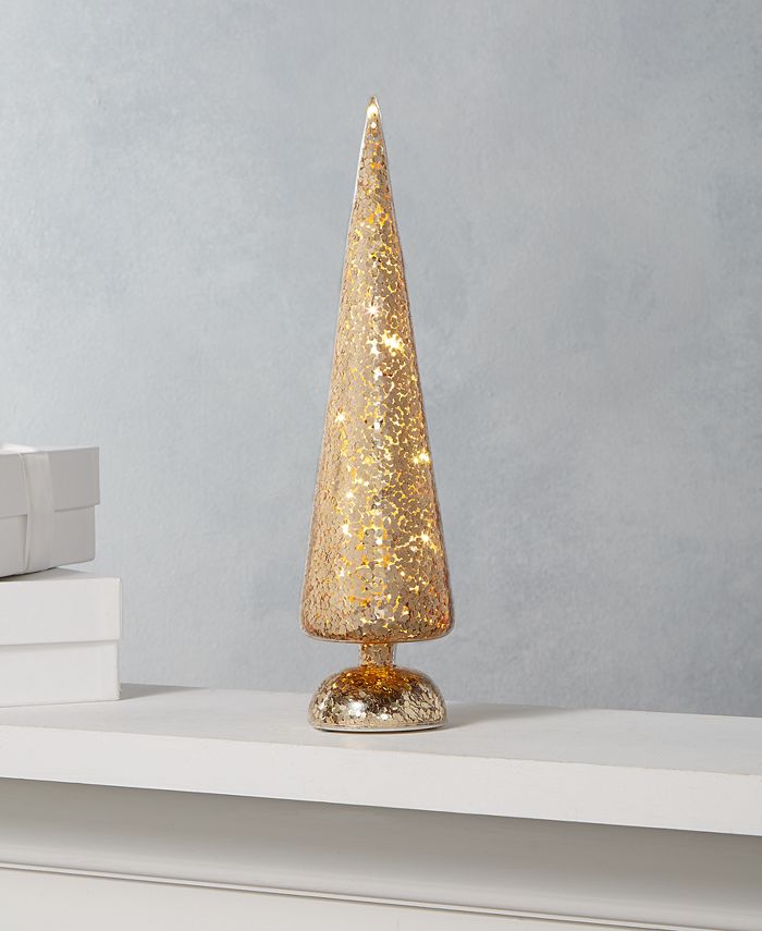 Holiday Lane Midnight Blue 12" Gold LED Glass Tree, Created for Macy's ...