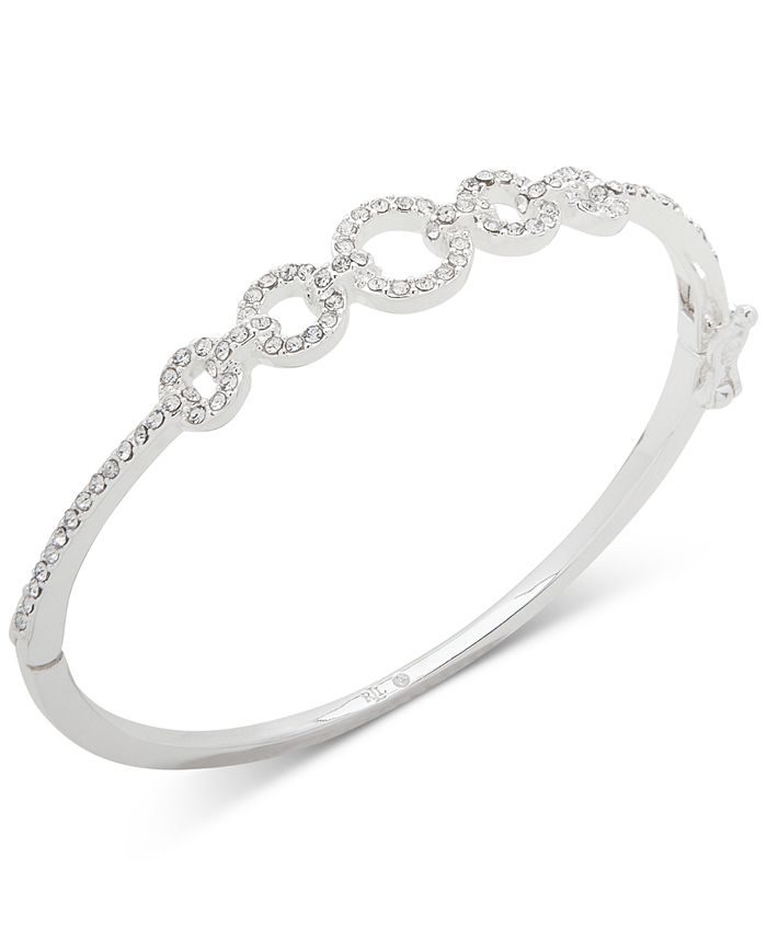 Lauren Ralph Lauren Silver-Tone Crystal Link Bangle Bracelet - Macy's