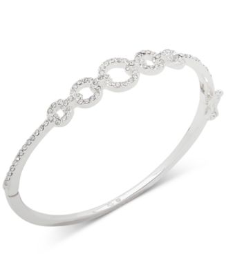 Lauren Ralph Lauren Silver-Tone Crystal Link Bangle Bracelet - Macy's