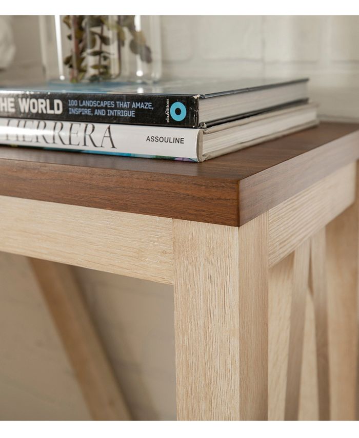 Walker Edison 52" A-Frame Rustic Entry Console Table - Dark Walnut Top w/White Oak Body - Macy's
