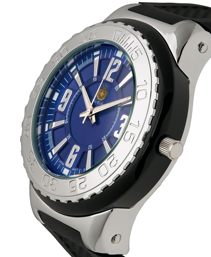 Louis Richard Pendragon Men's Watch Black Silicone Strap, Silver Case ...