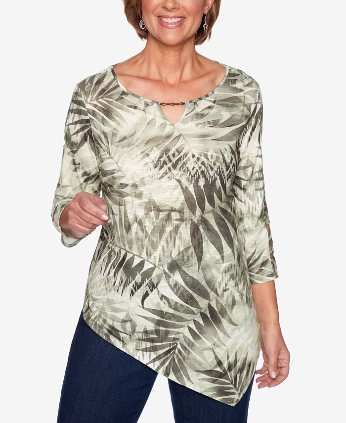 Alfred Dunner Lake Tahoe Printed Asymmetrical Top - Macy's
