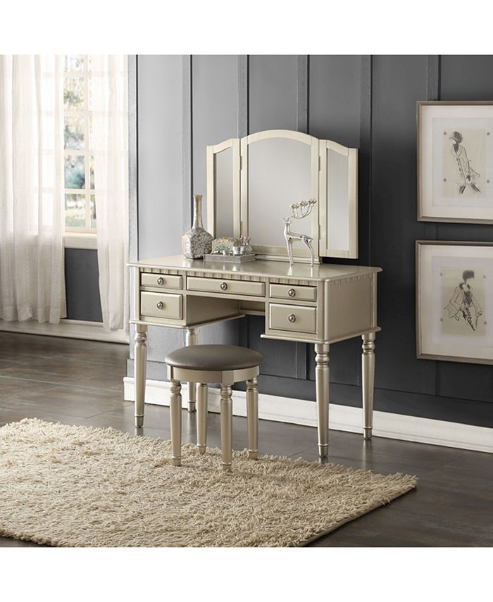 Benzara Commodious Vanity Set Featuring Stool And Mirror - Macy's