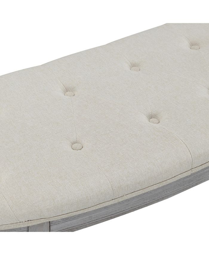 Ac Pacific Coastal Button Tufted Upholstered Bench with Weathered Legs ...