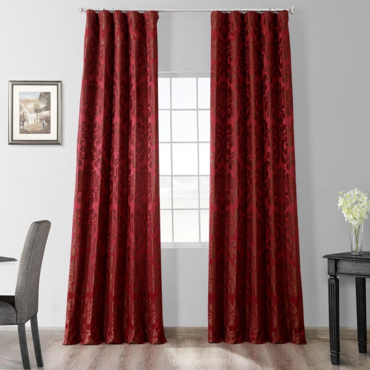 Click here for Half Price Drapes Astoria Red & Bronze Damask Faux... prices