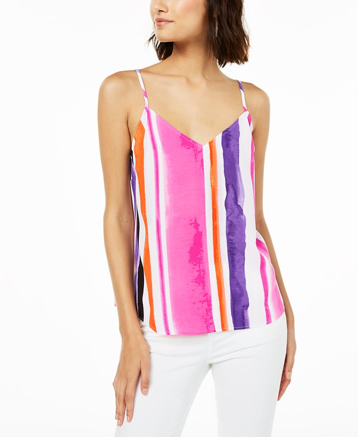 Bar III Sleeveless Printed V-Neck Top, Created for Macy's - Macy's