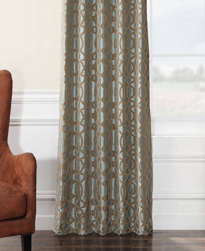 Exclusive Fabrics & Furnishings Filigree Flocked 50" x 120" Curtain ...