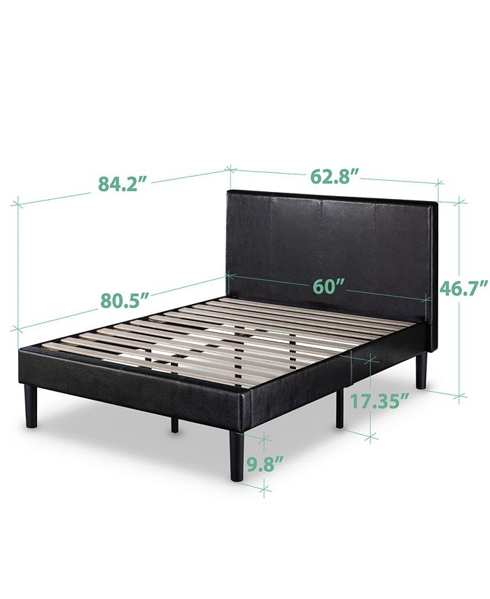 Zinus Gerard Deluxe Faux Leather Upholstered Platform Bed / Wood Slat ...