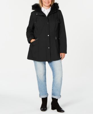 French Connection Plus Size Zip-Front Water Resistant Hooded Raincoat ...