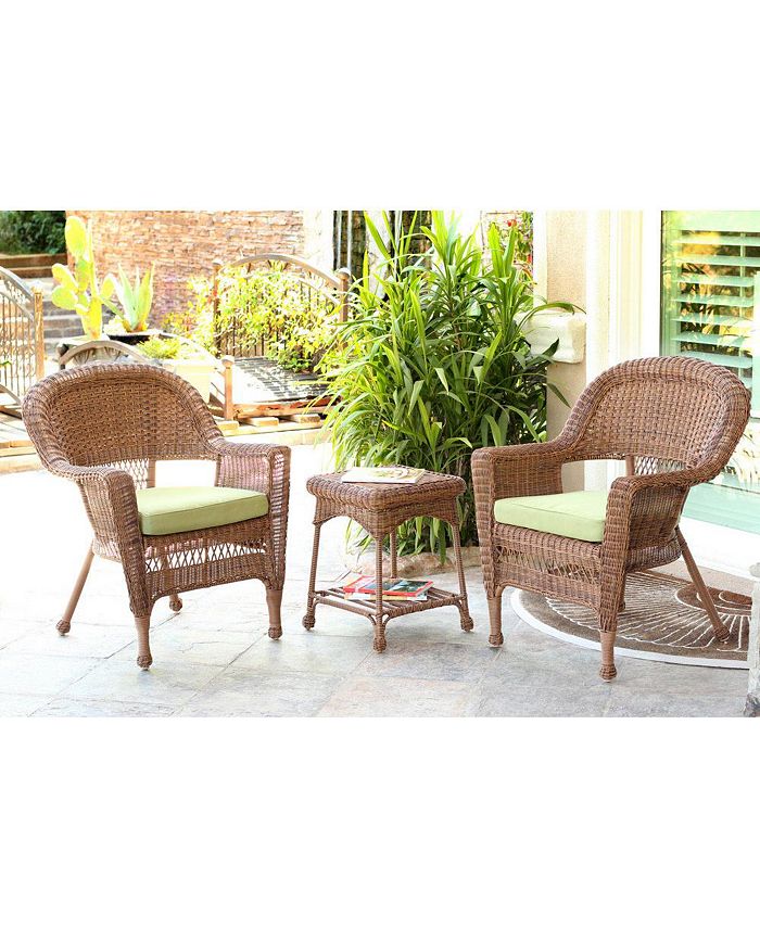 Jeco Wicker Chair and End Table Set with Chair Cushion - Macy's