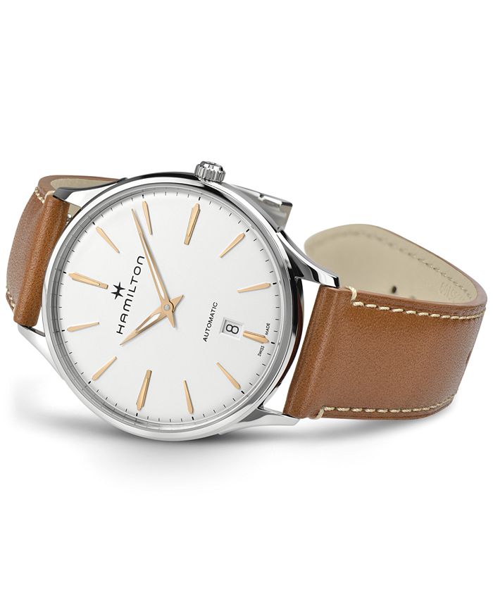 Hamilton Men’s Swiss Automatic Jazzmaster Thinline Brown Leather Strap ...