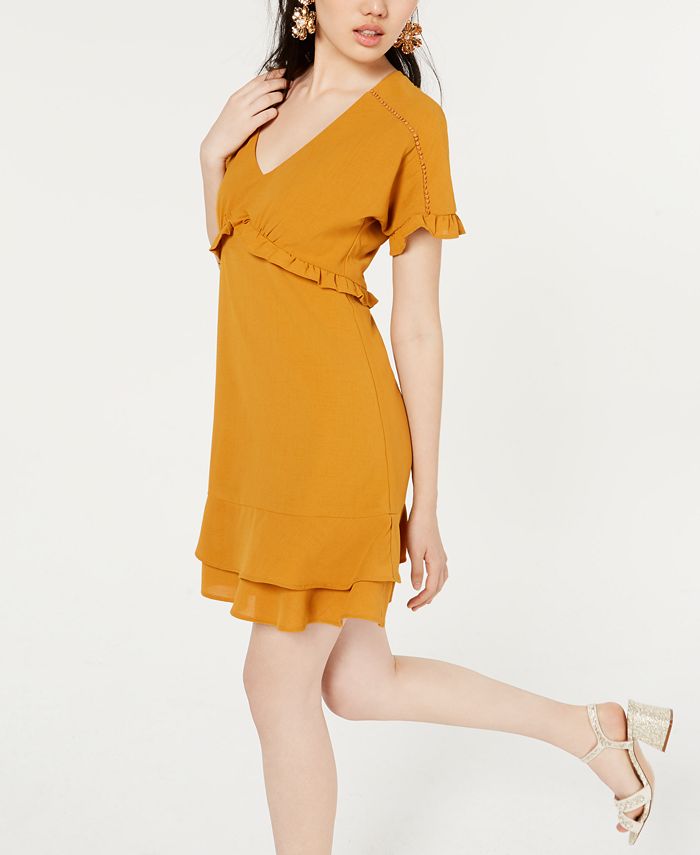 City Studios Juniors' V-Neck Ruffled Dress - Macy's