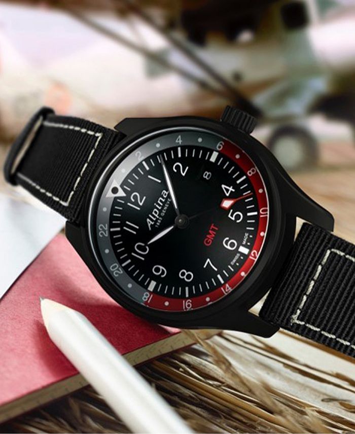 Alpina Men's Swiss Startimer Pilot Black PVD Stainless Steel Bracelet ...