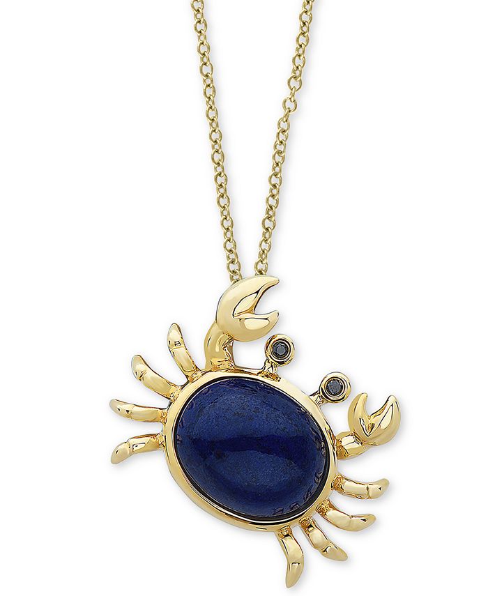EFFY Collection EFFY® Lapis Lazuli & Diamond Accent Crab 18" Pendant ...