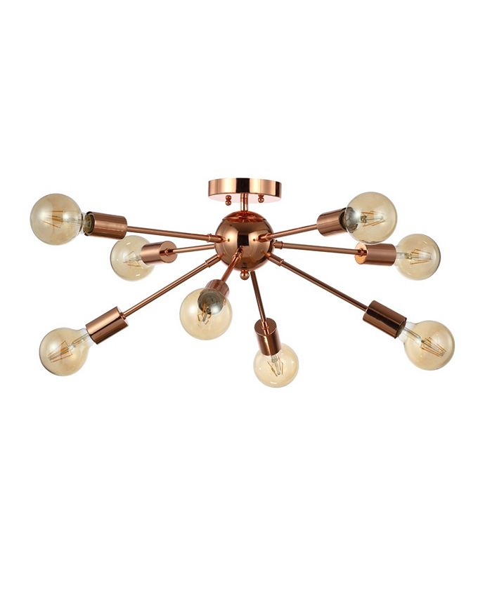 JONATHAN Y Copper 30.5" 8-Light Sputnik Metal LED Flush-Mount - Macy's