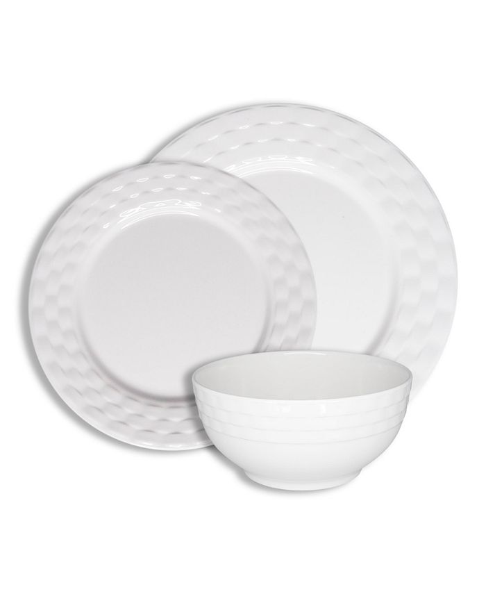 222 Fifth Basket Weave White 12 Pc Melamine Dinnerware Set - Macy's