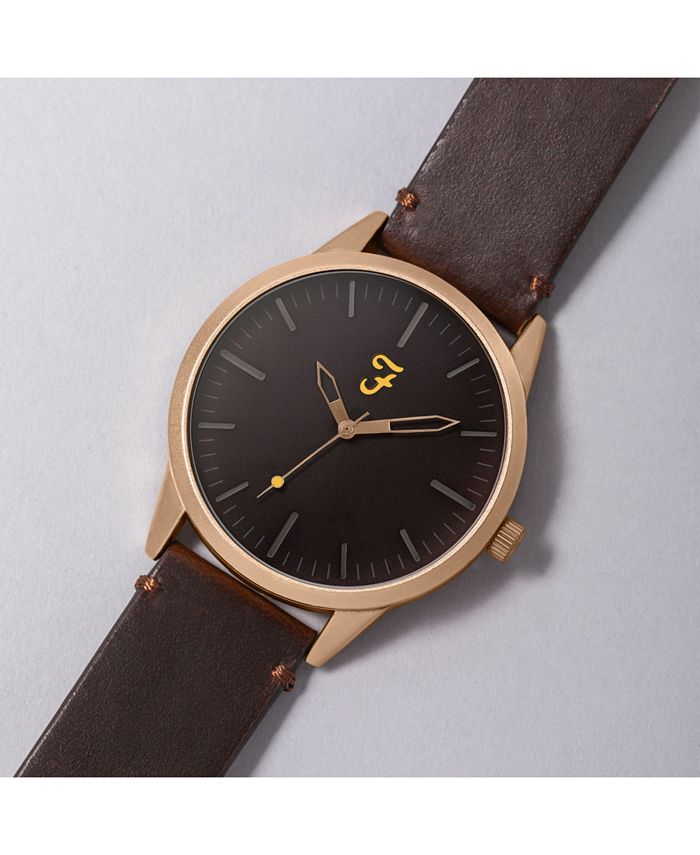Farah Men's the Classic Collection Brown Leather Strap Watch 42mm - Macy's