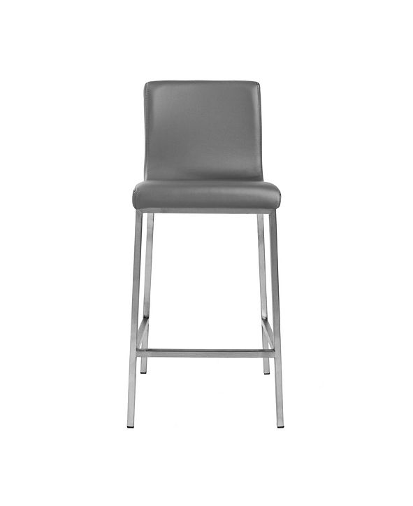 Euro Style Scott Counter Stool in Grey and Brushed Stainless Steel, Set ...