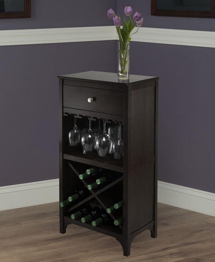 Winsome Ancona Modular Wine Cabinet with One Drawer, Glass Rack and X ...