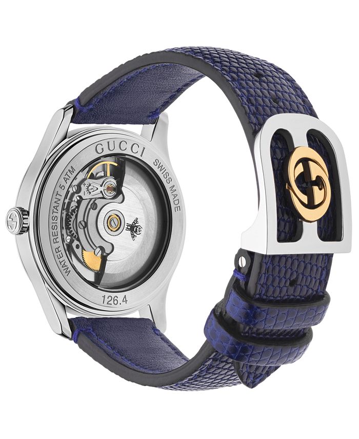 Gucci Unisex Swiss Automatic G-Timeless Blue Lizard Leather Strap Watch ...