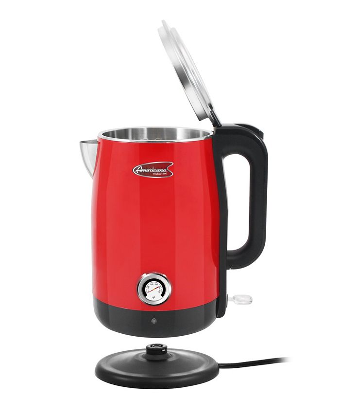 Americana Red 1.7L Cool Touch Stainless Steel Electric Kettle with ...