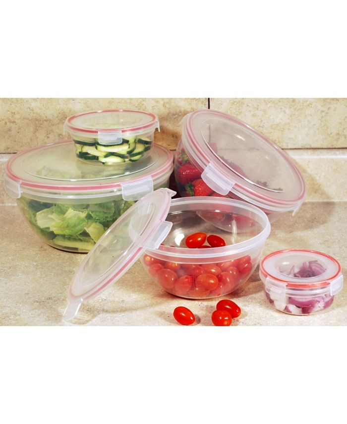 Cook Pro Cookpro 10 Piece Set Of Round Storage Containers with Lock And ...