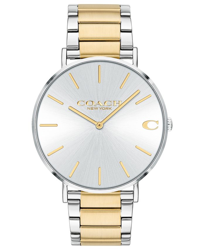 COACH Men's Charles Two-Tone Stainless Steel Bracelet Watch 41mm - Macy's