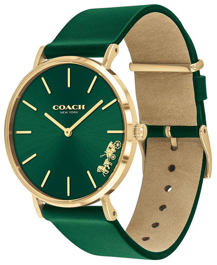 COACH Women's Perry Green Leather Strap Watch 36mm - Macy's