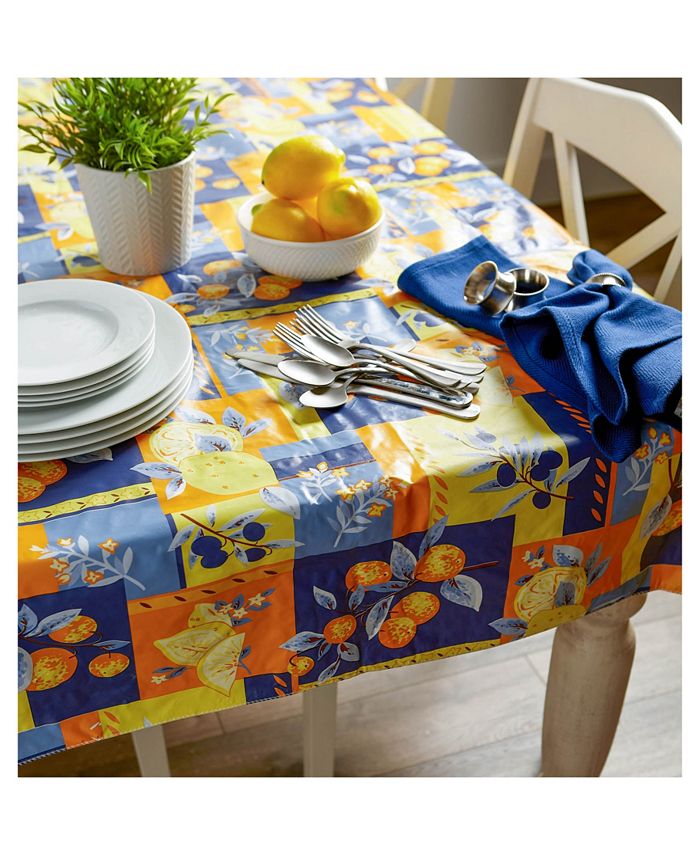 Design Imports Lemons 60" Round Vinyl Tablecloth - Macy's