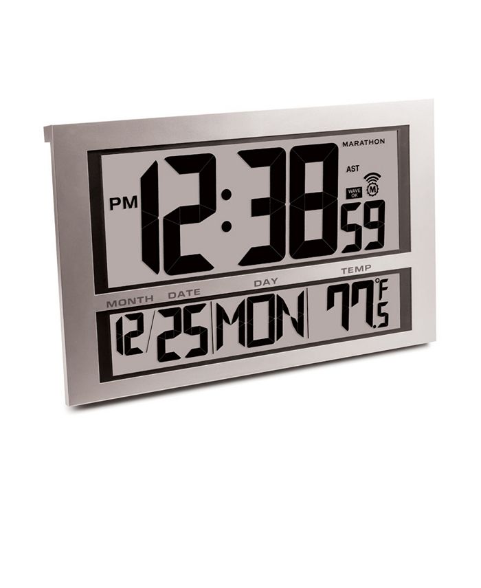 Marathon Jumbo Atomic Wall Clock with 6 Time Zones, Indoor Temperature ...