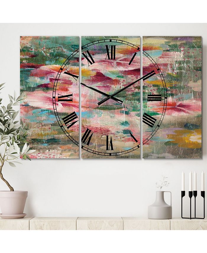 Designart Cabin and Lodge 3 Panels Metal Wall Clock - Macy's