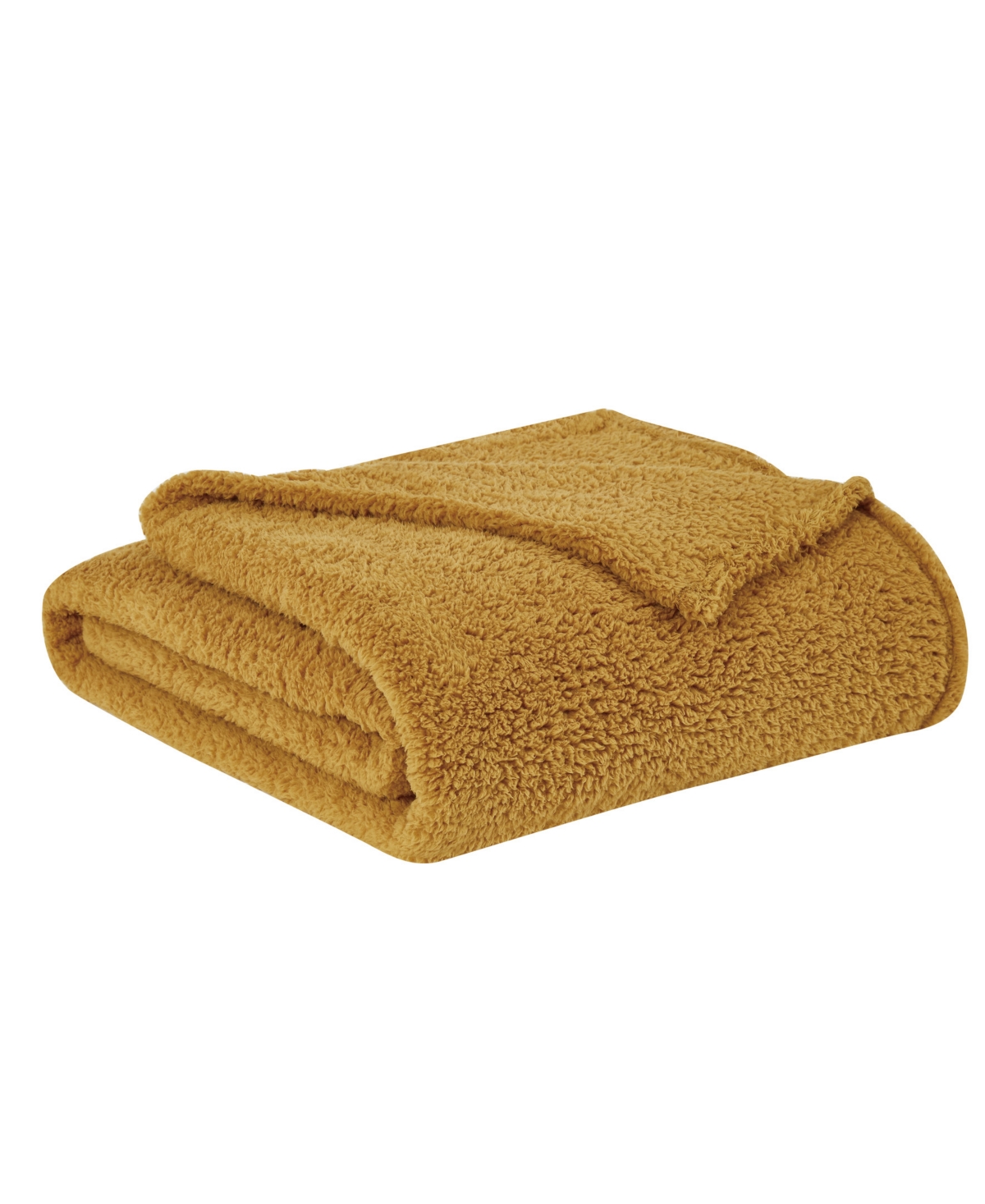 Brooklyn Loom Marshmallow Sherpa Blanket  Full/Queen - Mustard
