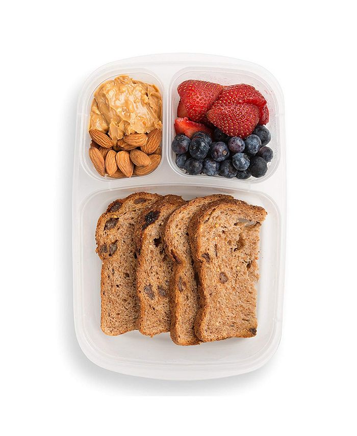 California Home Goods 3 Compartment Reusable Food Storage Containers ...
