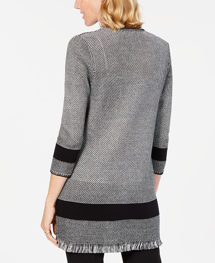 Kasper Fringe-Trim Open-Front Cardigan - Macy's