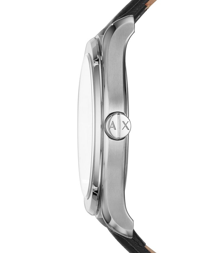 A|X Armani Exchange Men's Fitz Black Leather Strap Watch 44mm - Macy's